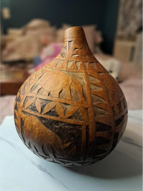 Accents | Vintage Handcrafted African Calabash Gourd Vessel Artist ...